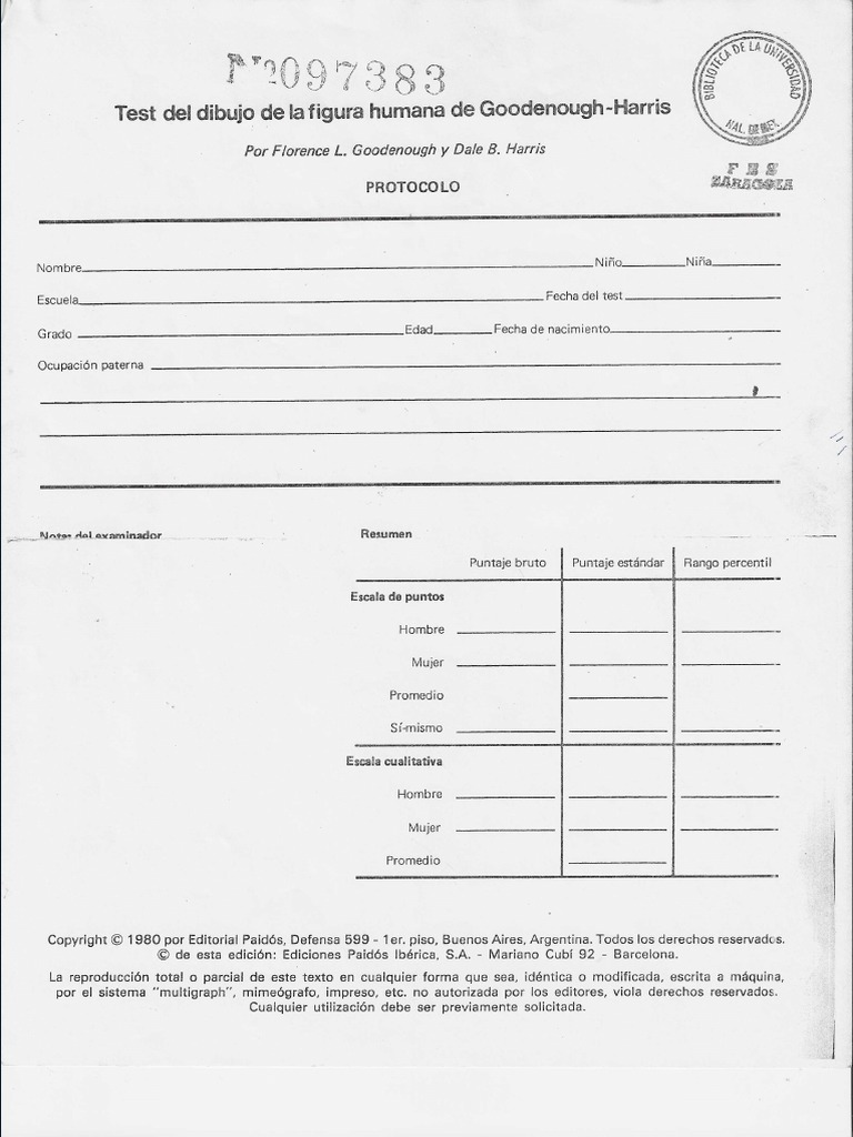 Test Del Dibujo de La Figura Humana de Goodenough-Harris | PDF