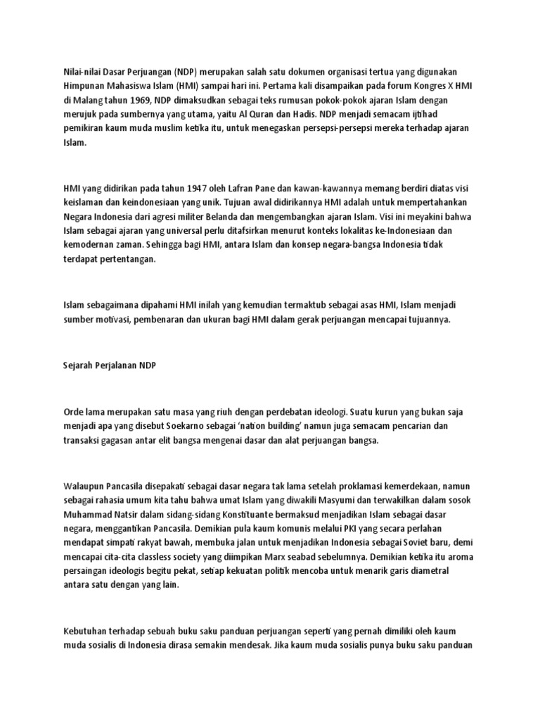 Sejarah NDP HMI | PDF