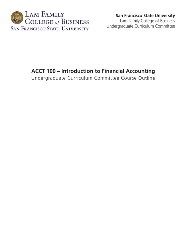 ACCT 100 Course Outline | PDF | Accounting | Cash Flow Statement