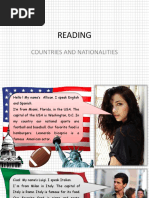 Countries and Nationalities Reading Comprehension | PDF