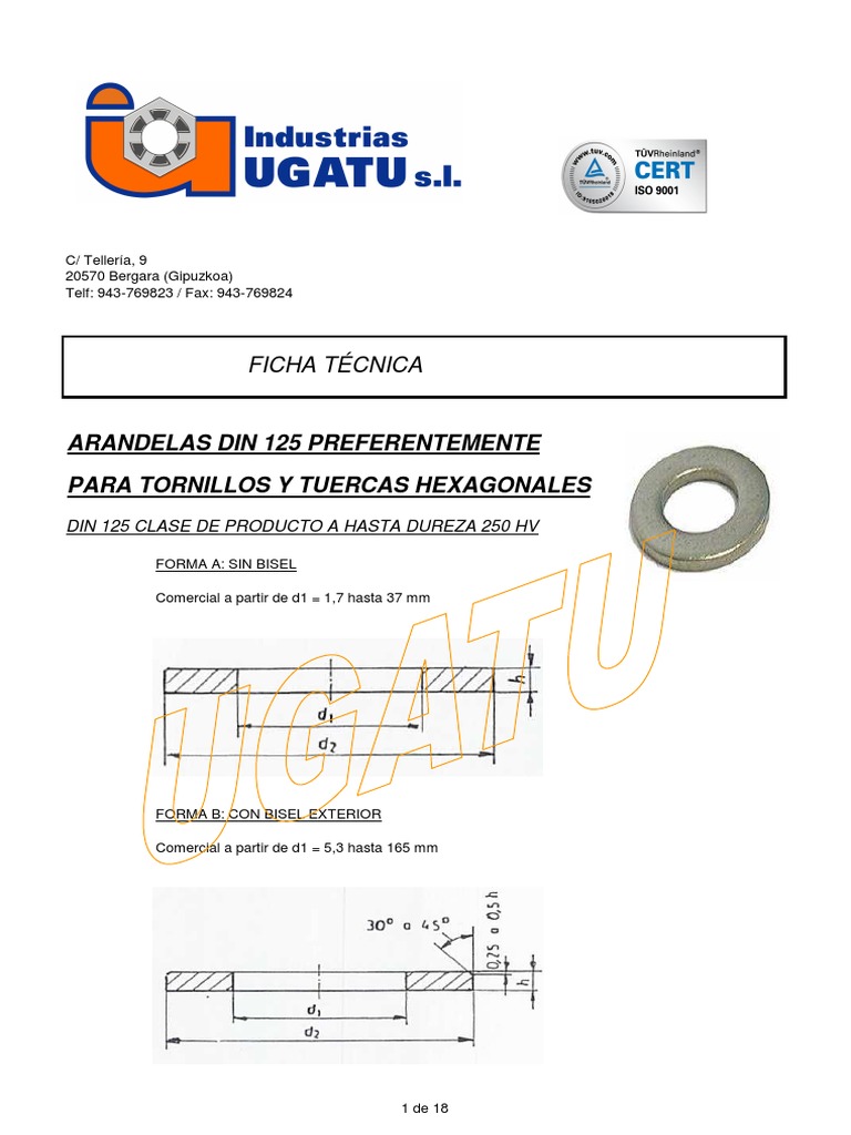 Din 125-B | PDF | Tornillo | Arandela (Hardware)