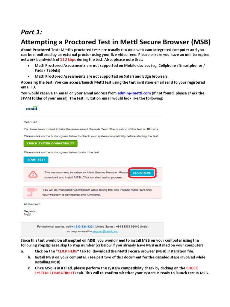 Using Mettl Secure Browser for Tests | PDF | Button (Computing ...