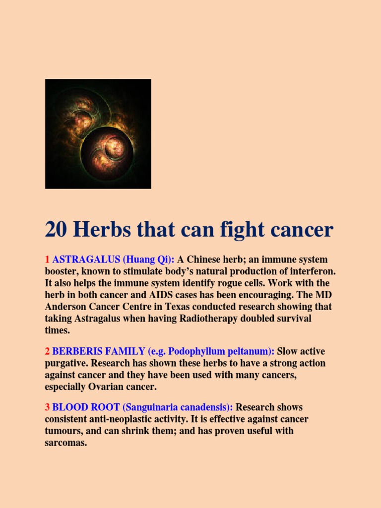 20 Herbs That Can Fight Cancer | PDF | Cancer | Chemotherapy
