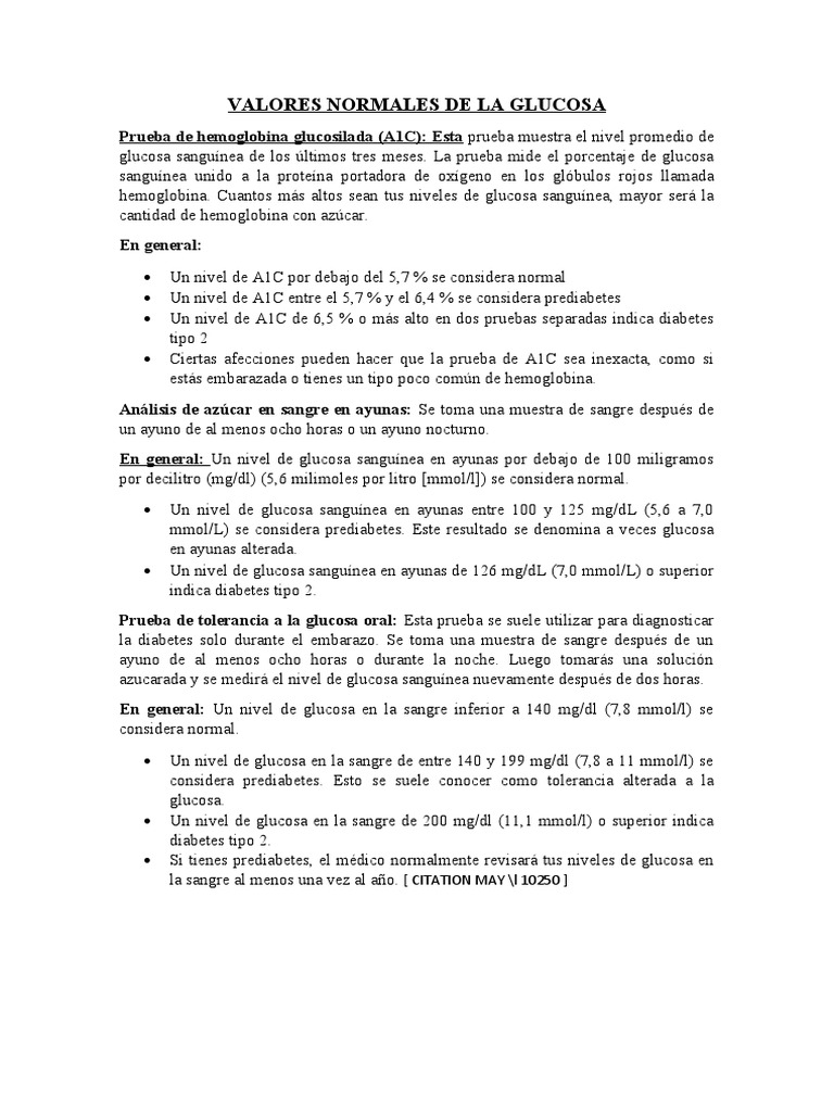 Valores Normales de La Glucosa | PDF | Coagulación | Sangre