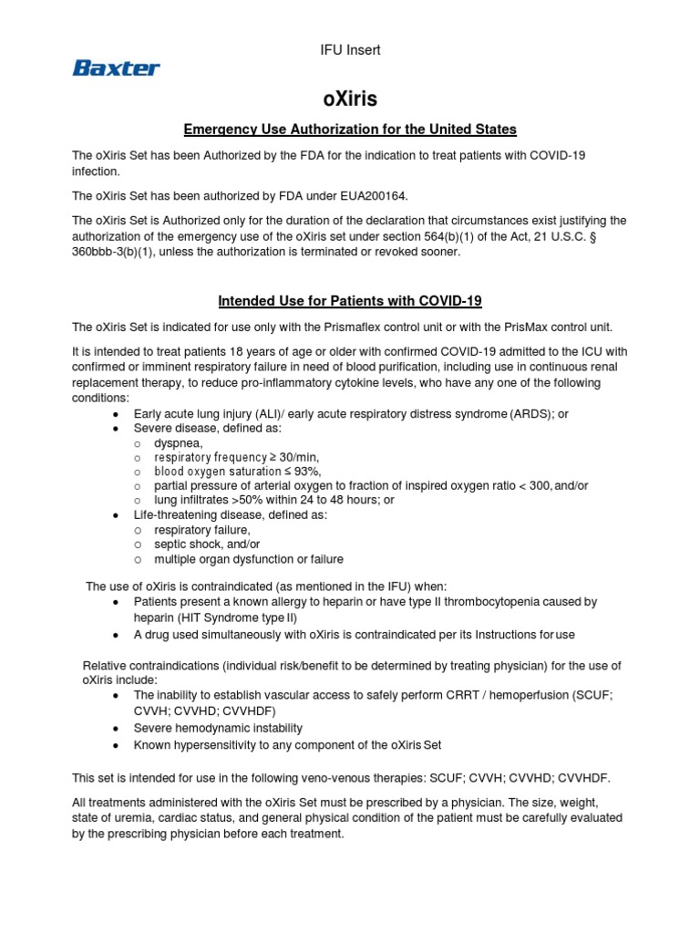 Oxiris EBP IFU - 0 | PDF | Medicine | Clinical Medicine