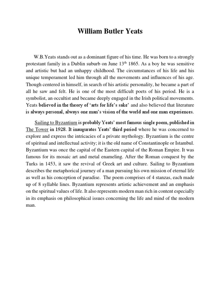 William Butler Yeats | PDF | W. B. Yeats