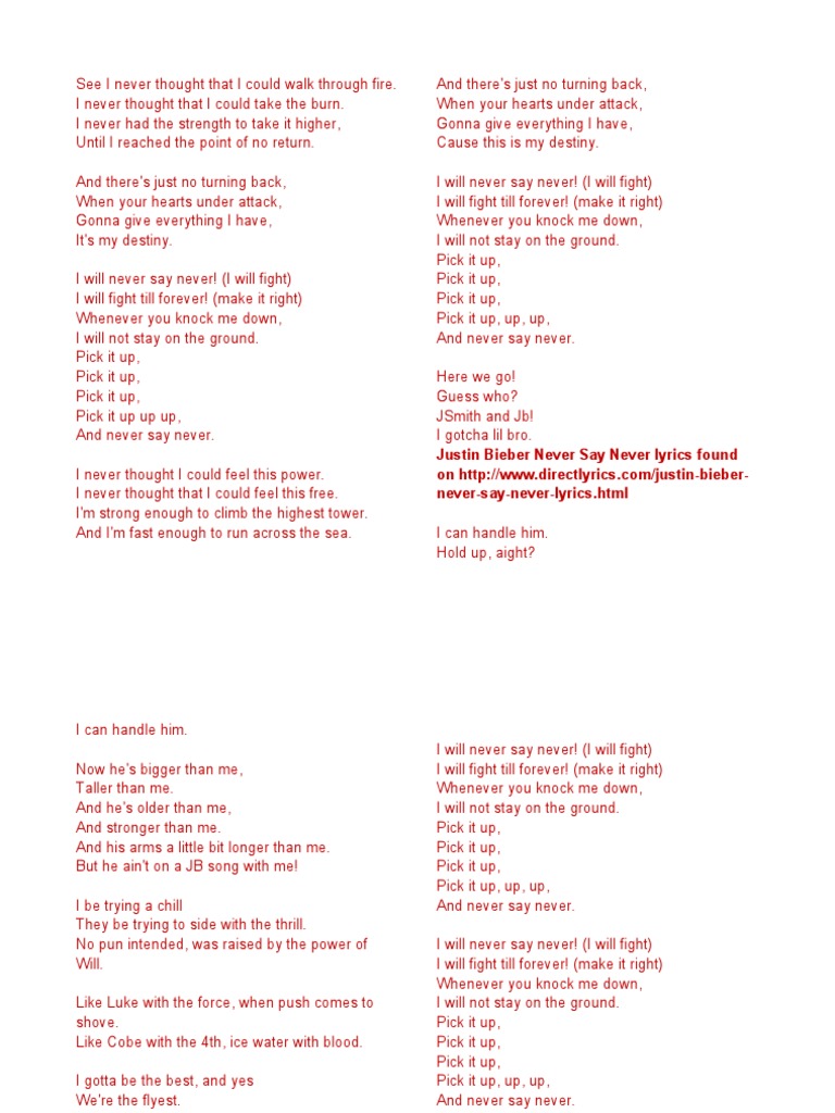 Justin Bieber Never Say Never Lyrics Found Never-Say-Never-Lyrics ...