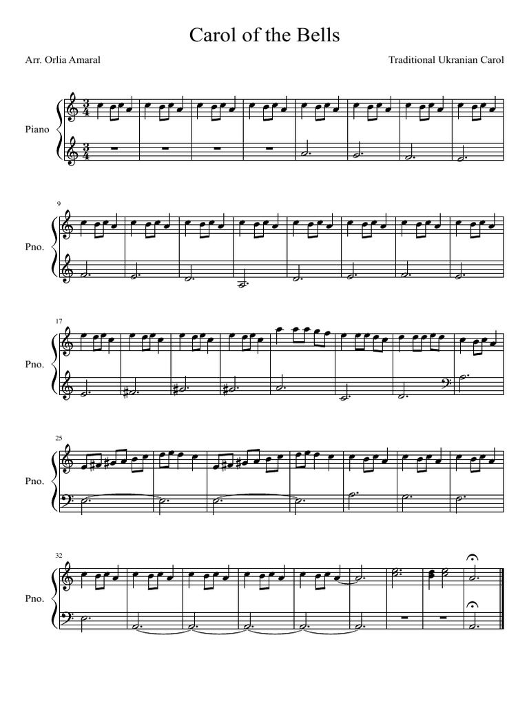 Carol of The Bells Easy Piano | PDF