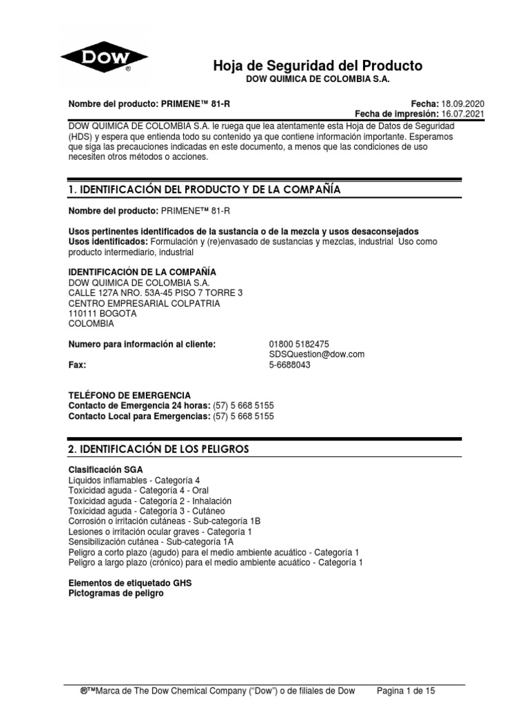 Primene 81R | PDF | Agua | Quemar