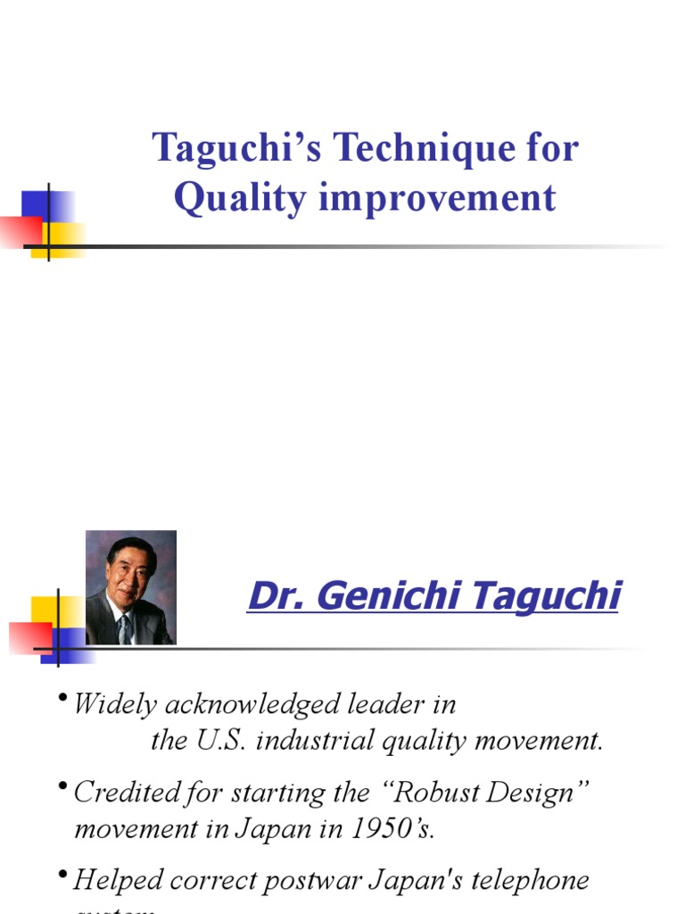Taguchi's Technique For Quality Improvement | PDF | Matrix (Mathematics ...