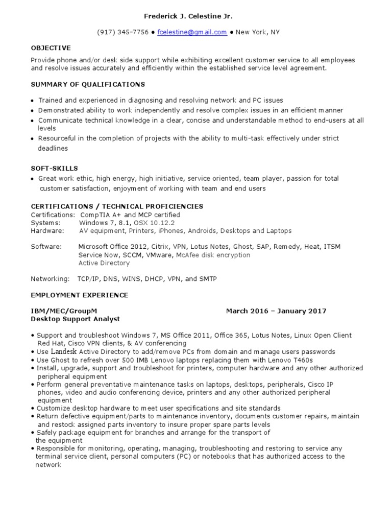 Dice Resume CV Frederick Celestine | PDF | Personal Computers | Desktop ...
