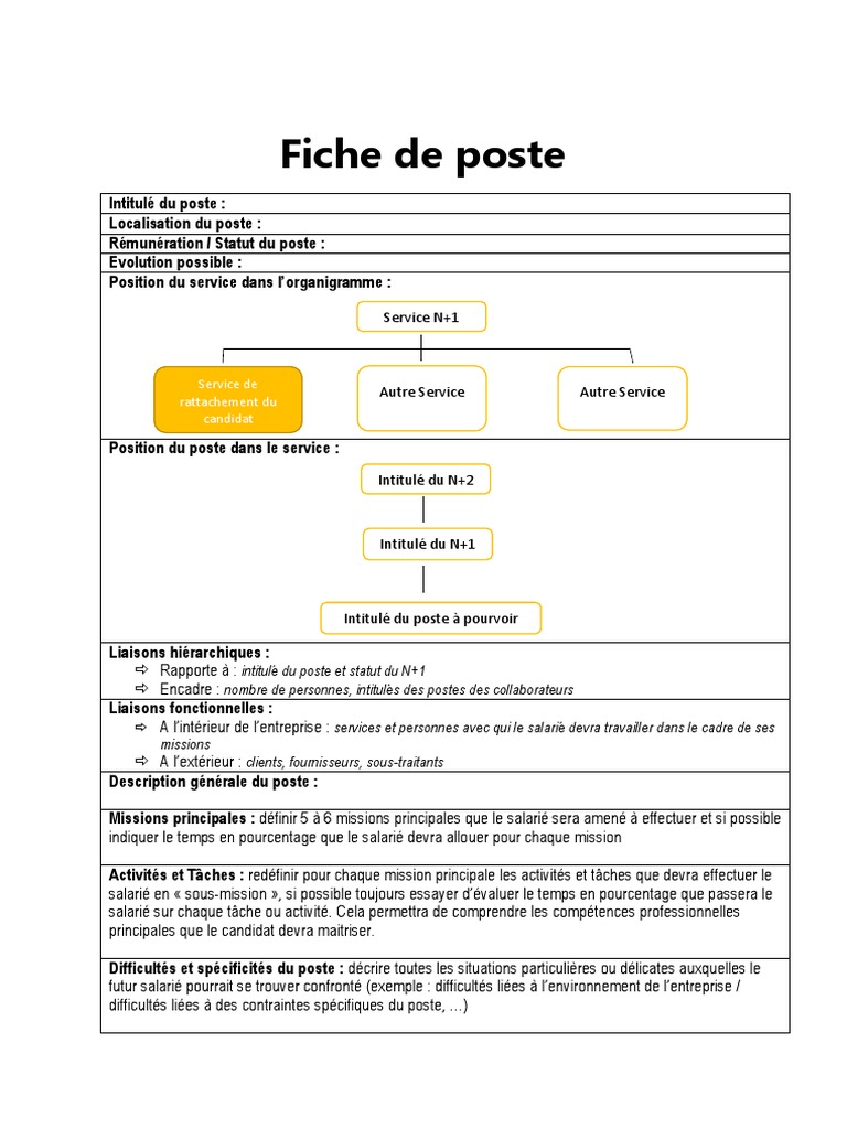 Modele Fiche de Poste | PDF