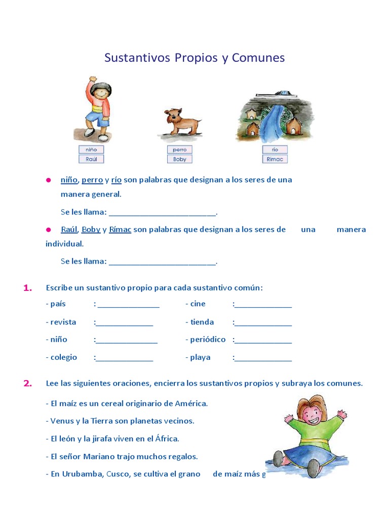 Practicamos Sustantivos Propios y Comunes | PDF