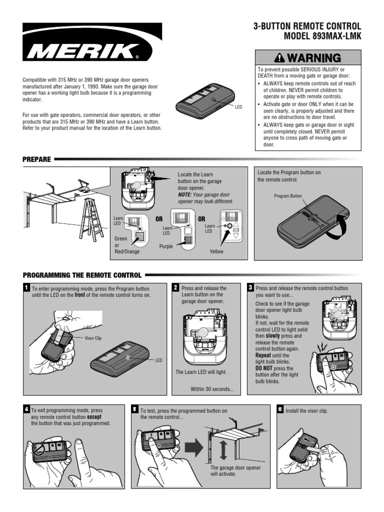 3-Button Remote Control Model 893Max-Lmk: Prepare | PDF | Electricity ...
