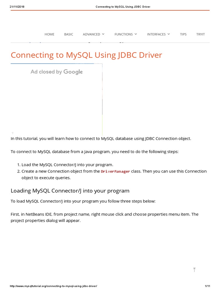 Connecting To MySQL Using JDBC Driver | PDF | My Sql | Databases Connecting To MySQL Using JDBC Driver | PDF | My Sql | Databases