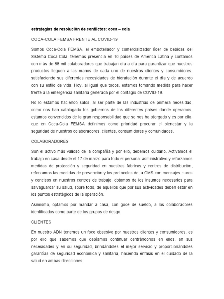 Estrategias de Resolución de Conflictos | PDF | Coca Cola | Economias