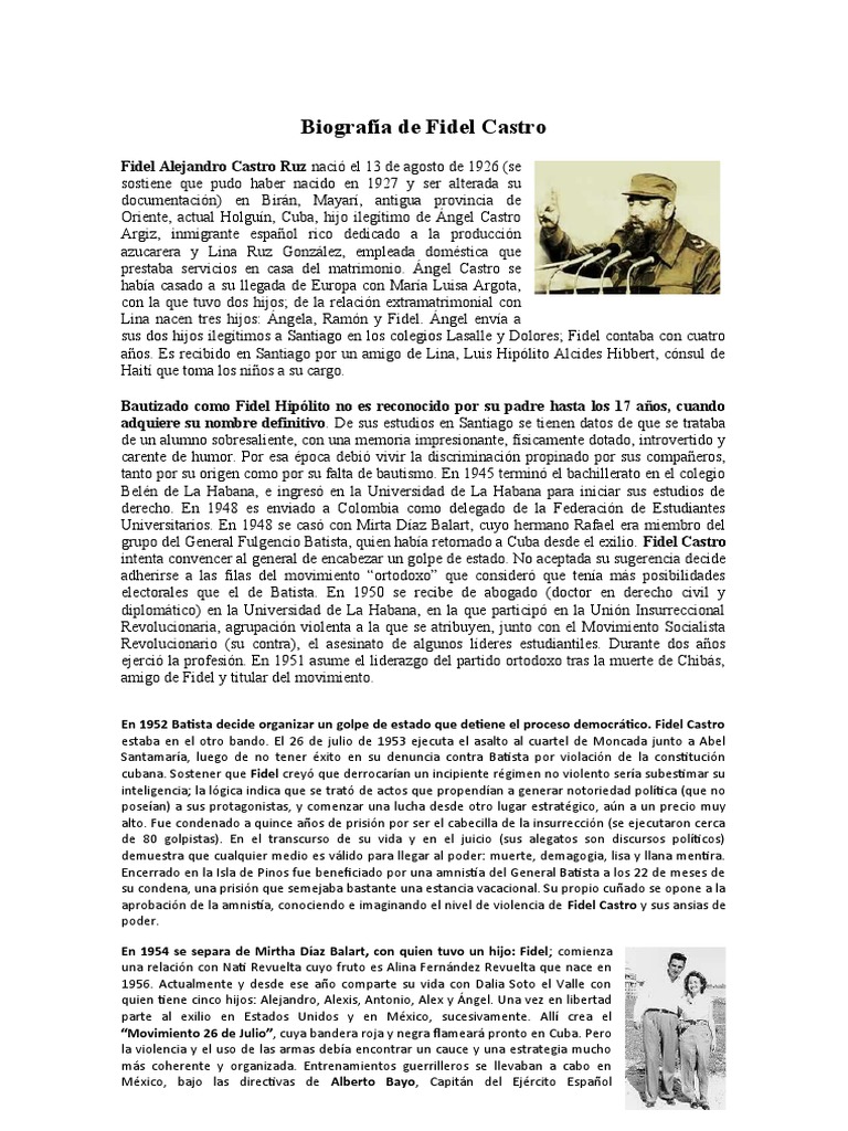Biografía de Fidel Castro | PDF | Fidel Castro | Cuba