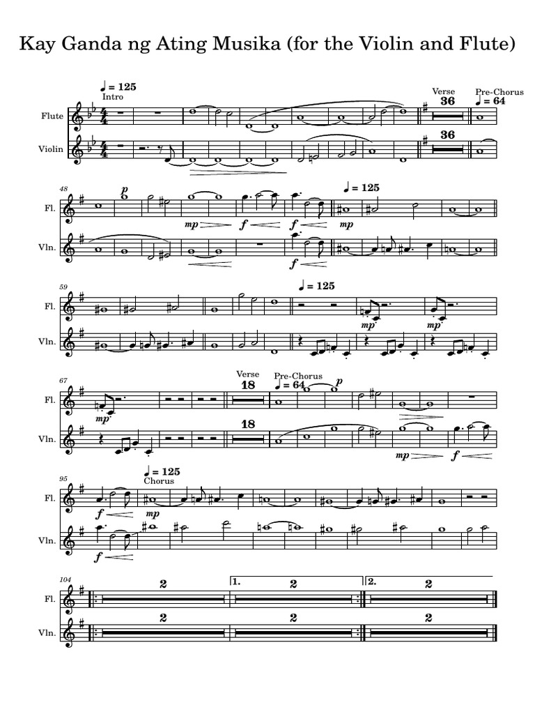 A Beautiful Filipino Music Piece for Violin and Flute | PDF | Song ...