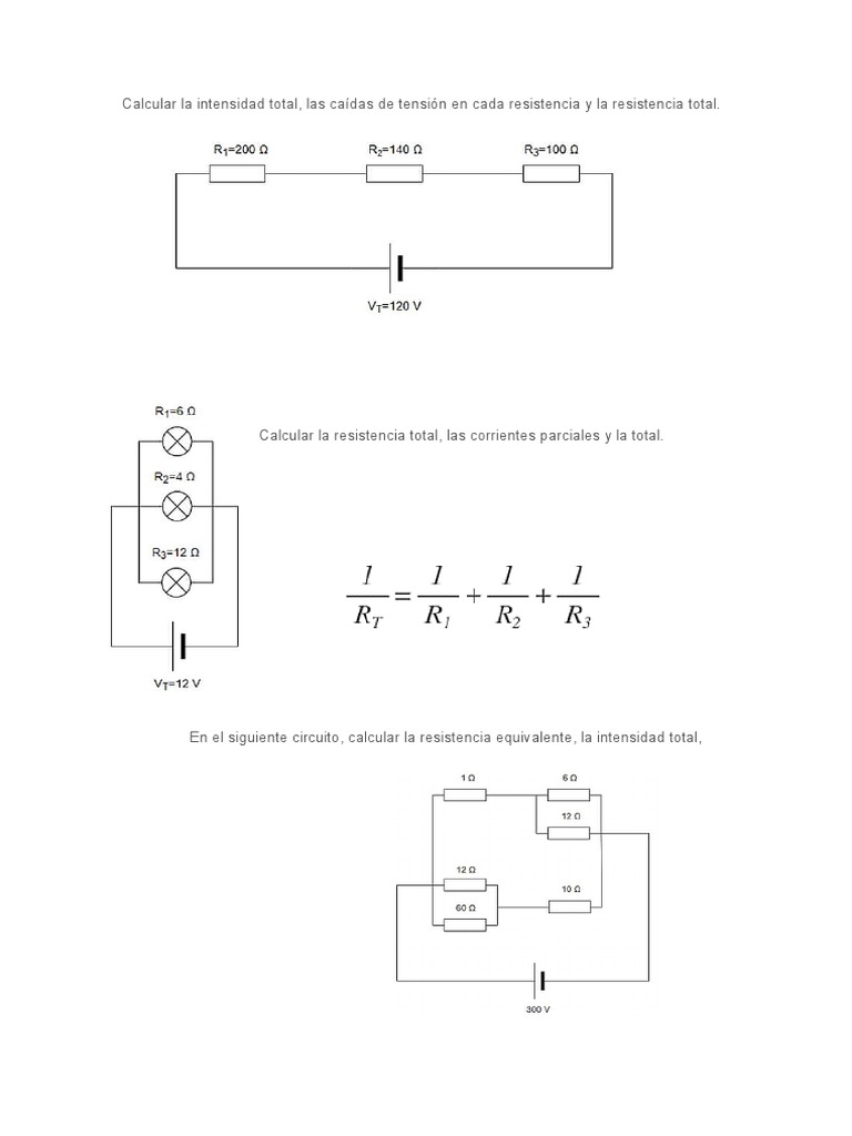 Ejercicios de Circuitos Serie, Paralelo y Mixto | PDF