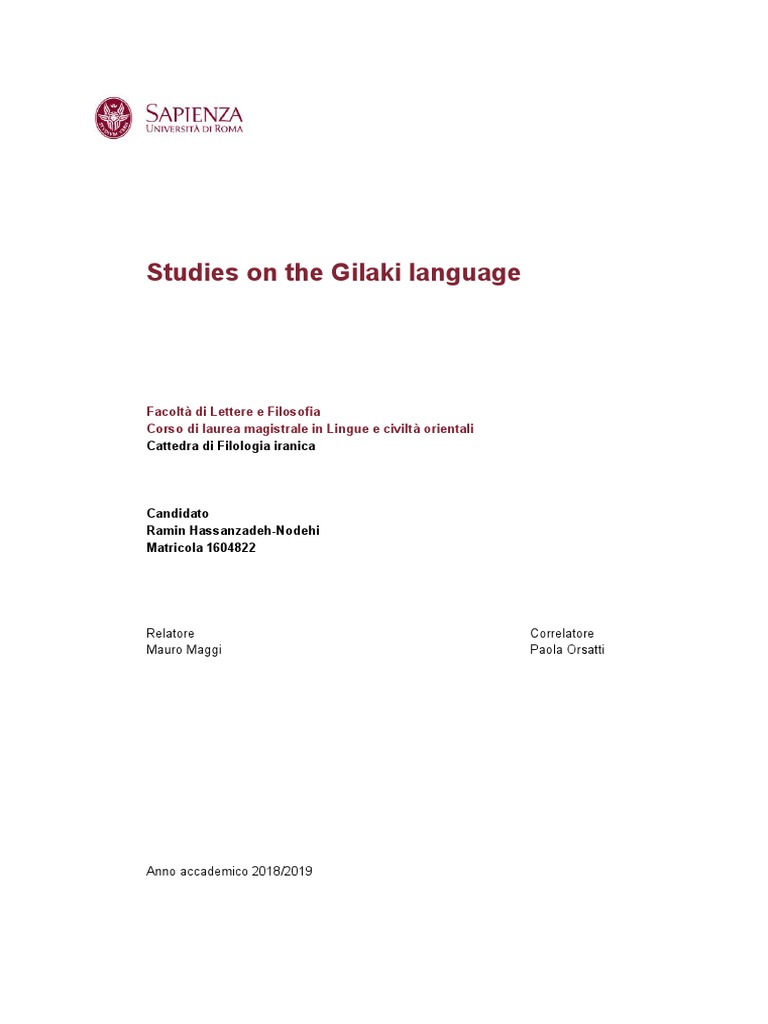 Gilaki Language Studies Overview | PDF | Human Communication | Linguistics
