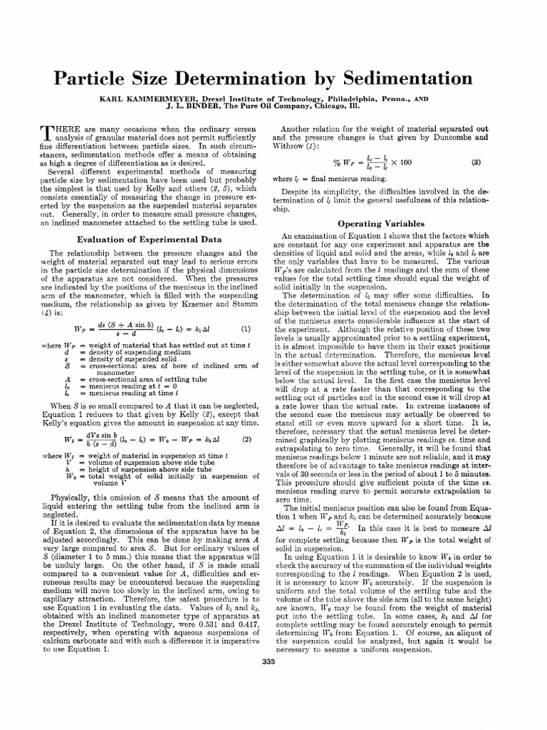 Particle Size by Sedimentation | PDF | Viscosity | Precipitation ...