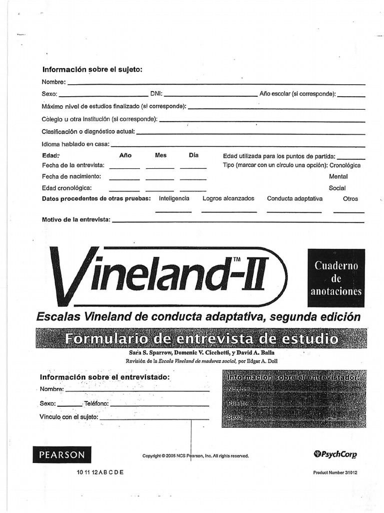 Vineland PROTOCOLO ESPAÑOL | PDF