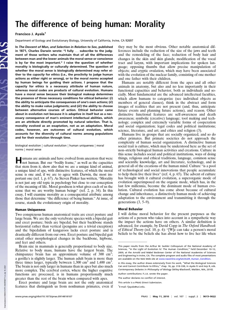 The Biological and Cultural Origins of Human Morality: Examining the ...