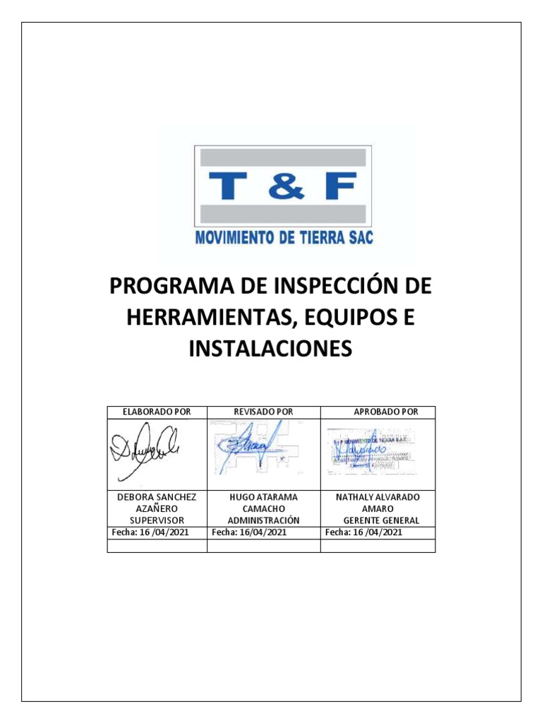 Programa de Inspeccion de Herramientas | PDF | Herramientas | Naturaleza