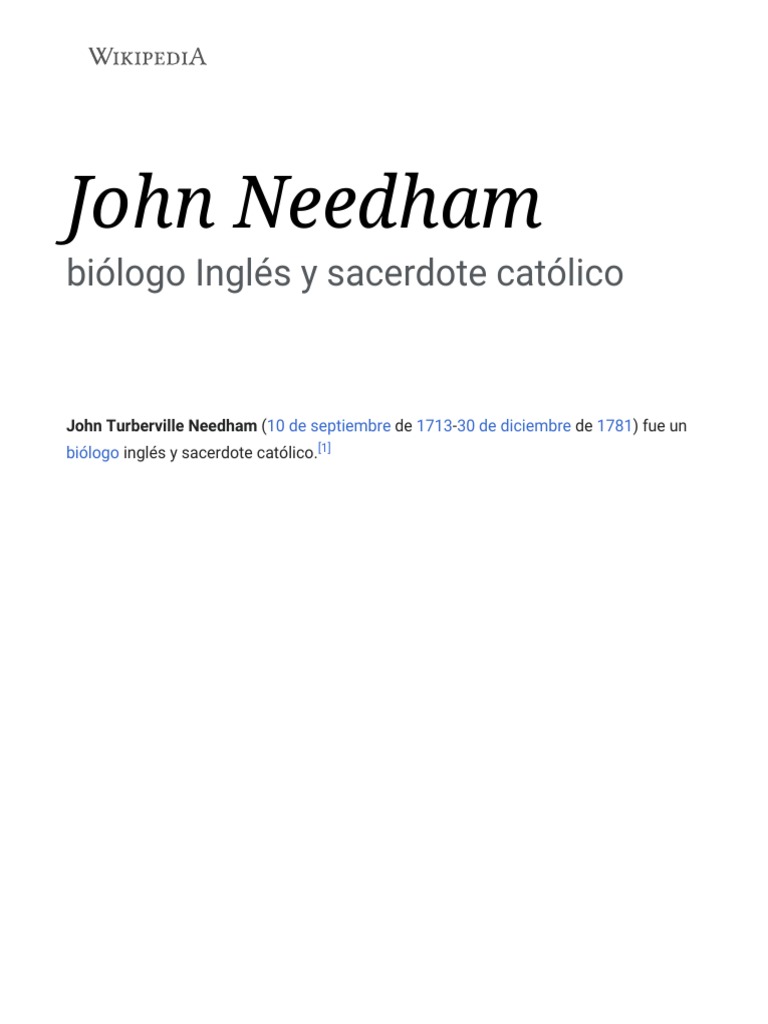 John Needham - Wikipedia, La Enciclopedia Libre | PDF | Science