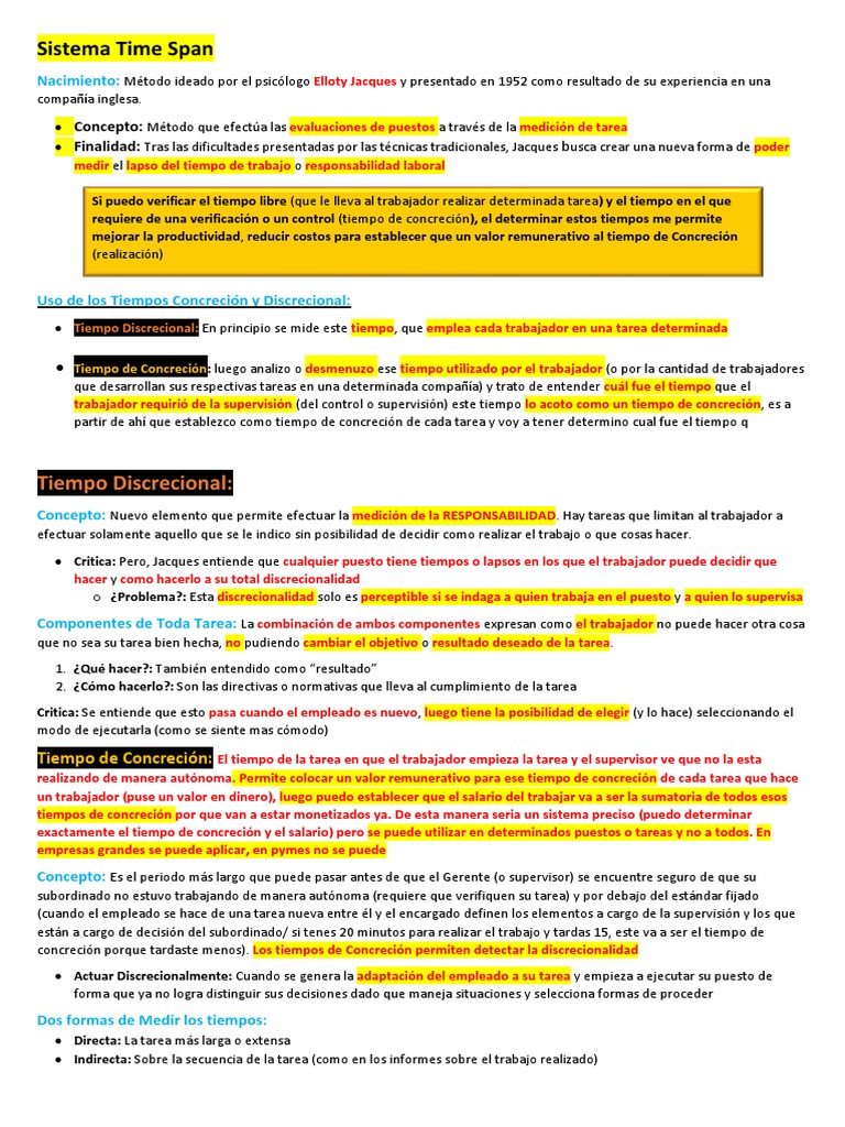 Resumen - Sistema Time Span | PDF | Medición | Salario