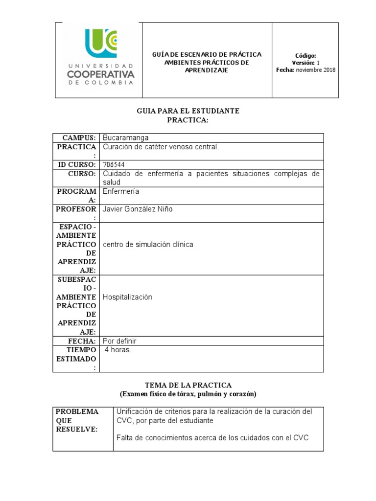Guia de Procedimiento CVC | PDF | Enfermería | Cuidado de la salud