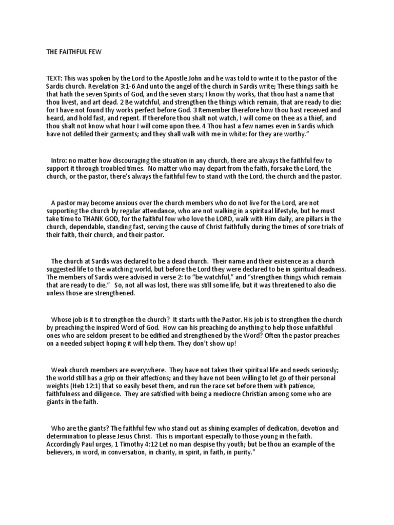 The Faithful Few | PDF | Jesus | Sacrifice