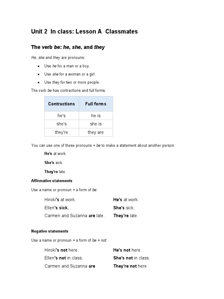 Grammar - Unit 2 - in Class | PDF | Plural | Grammatical Number