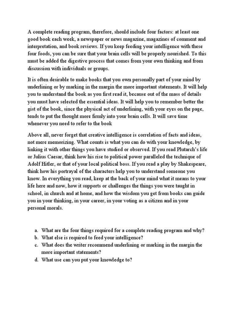 A Complete Reading Program | PDF | Mind | Thought