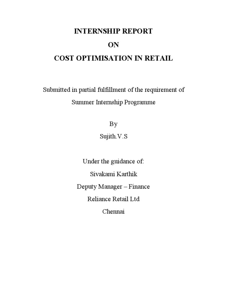 Internship Report | PDF | Franchising | Retail