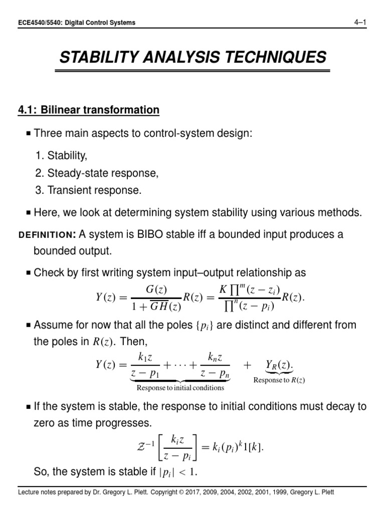 4.0 Stability Analysis Techniques | PDF | Systems Theory | Mathematics