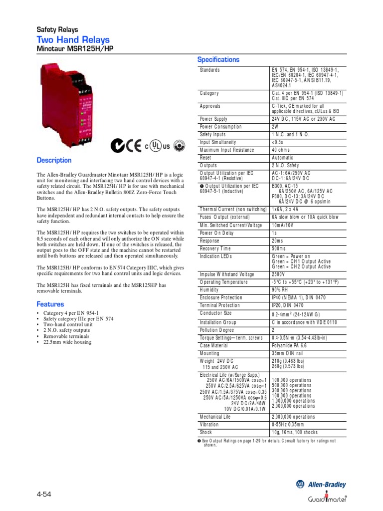 Two Hand Relays: Specifications | PDF | Switch | Relay
