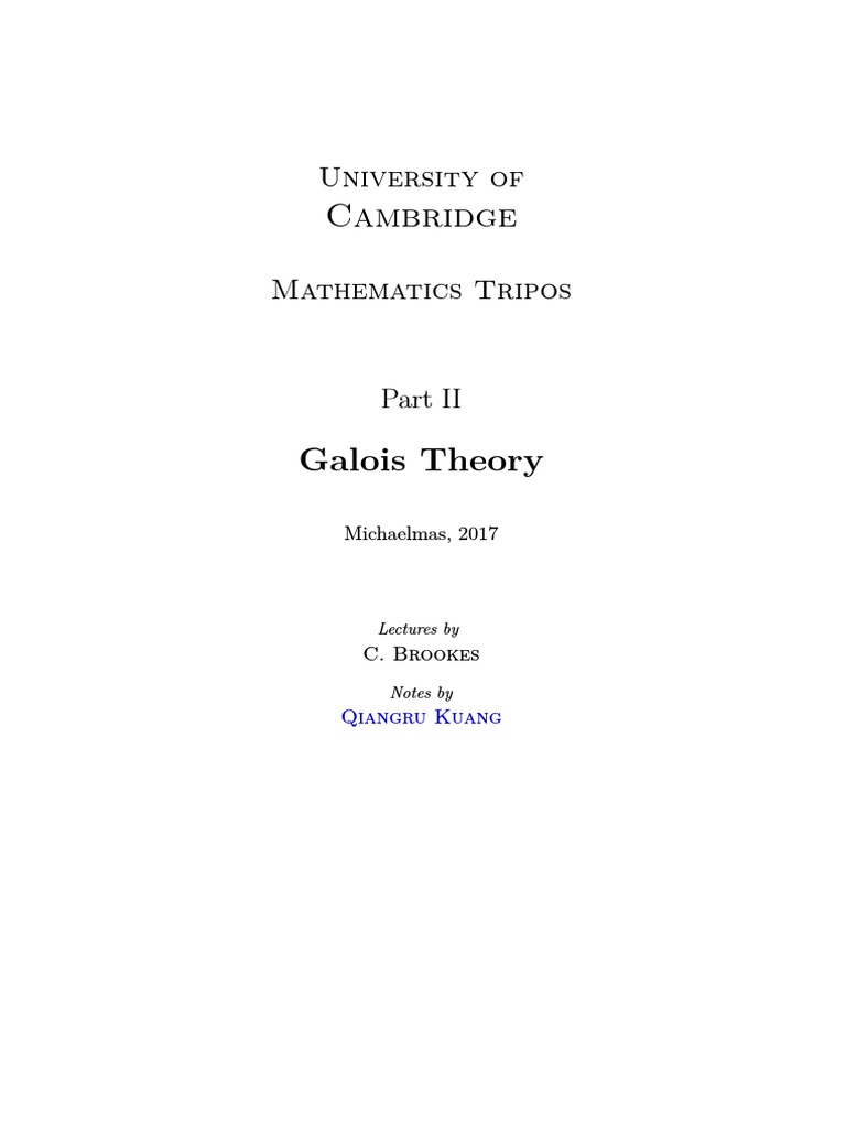 Galois Theory | PDF | Field (Mathematics) | Ring Theory