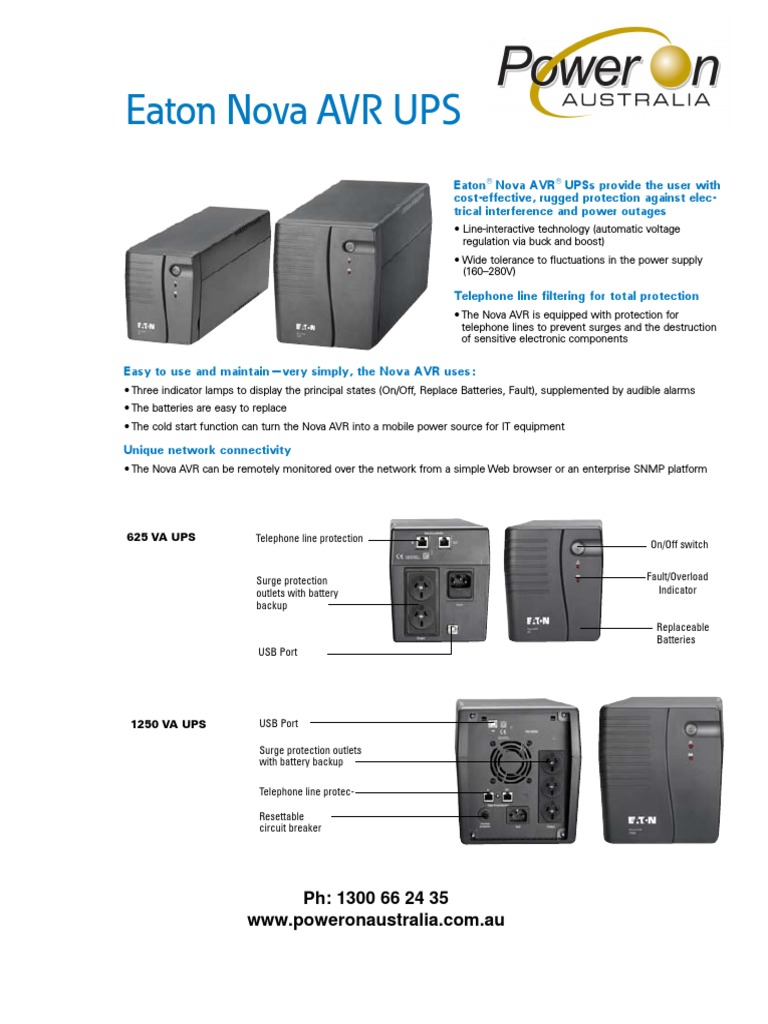 Eaton Nova AVR UPS: Pulsar Series | PDF | Personal Computers | Mains ...