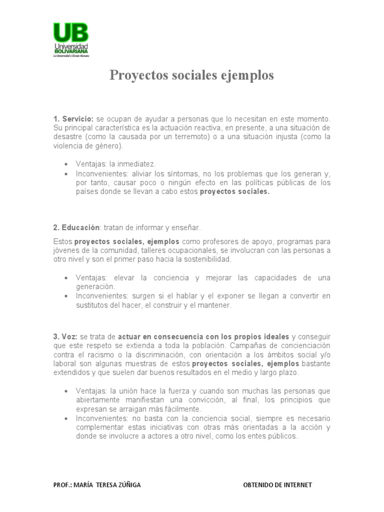 8-Ejemplos de Proyectos Sociales | PDF | Internet