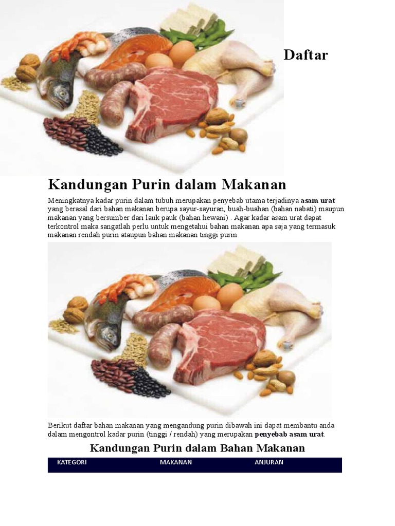 Daftar Makanan Tinggi Purin | PDF