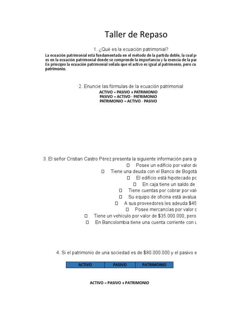 Actividad 21. Taller de Repaso - EF | PDF | Servicios financieros | Contabilidad