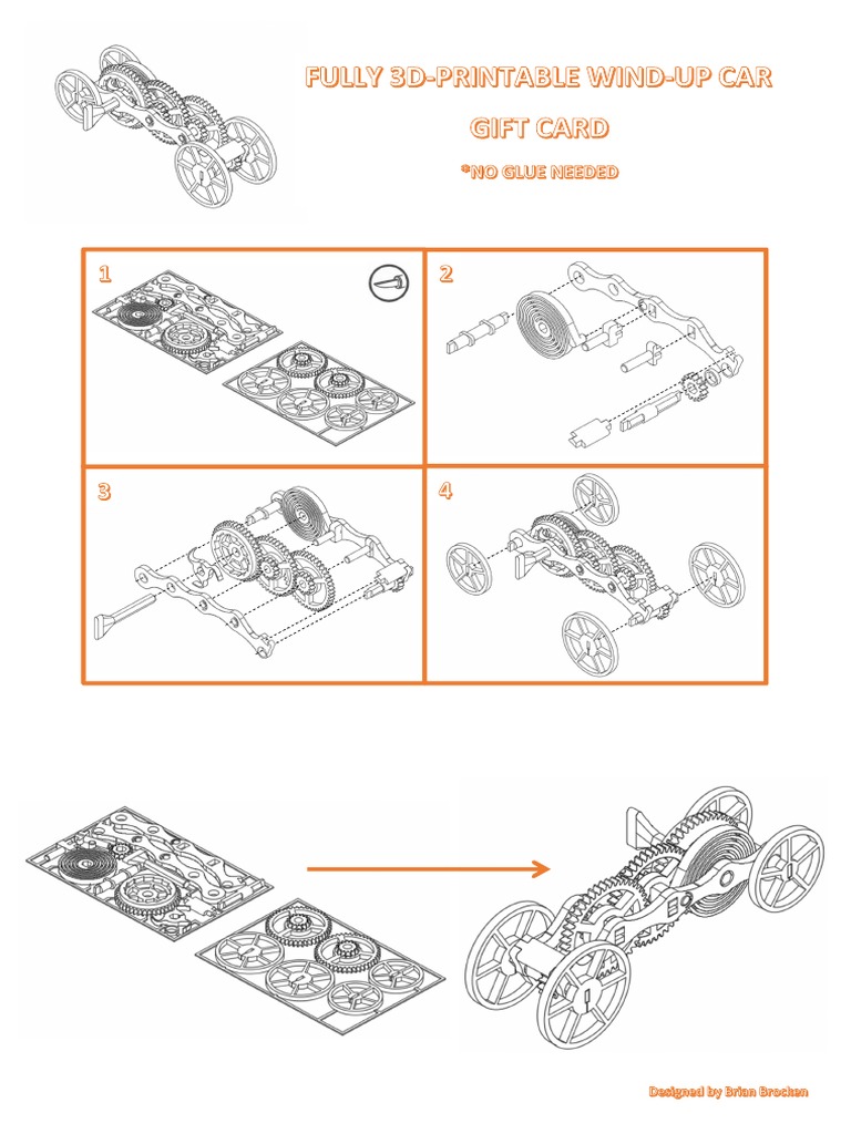 Fully 3D-Printable Wind-Up Car Manual 3 | PDF