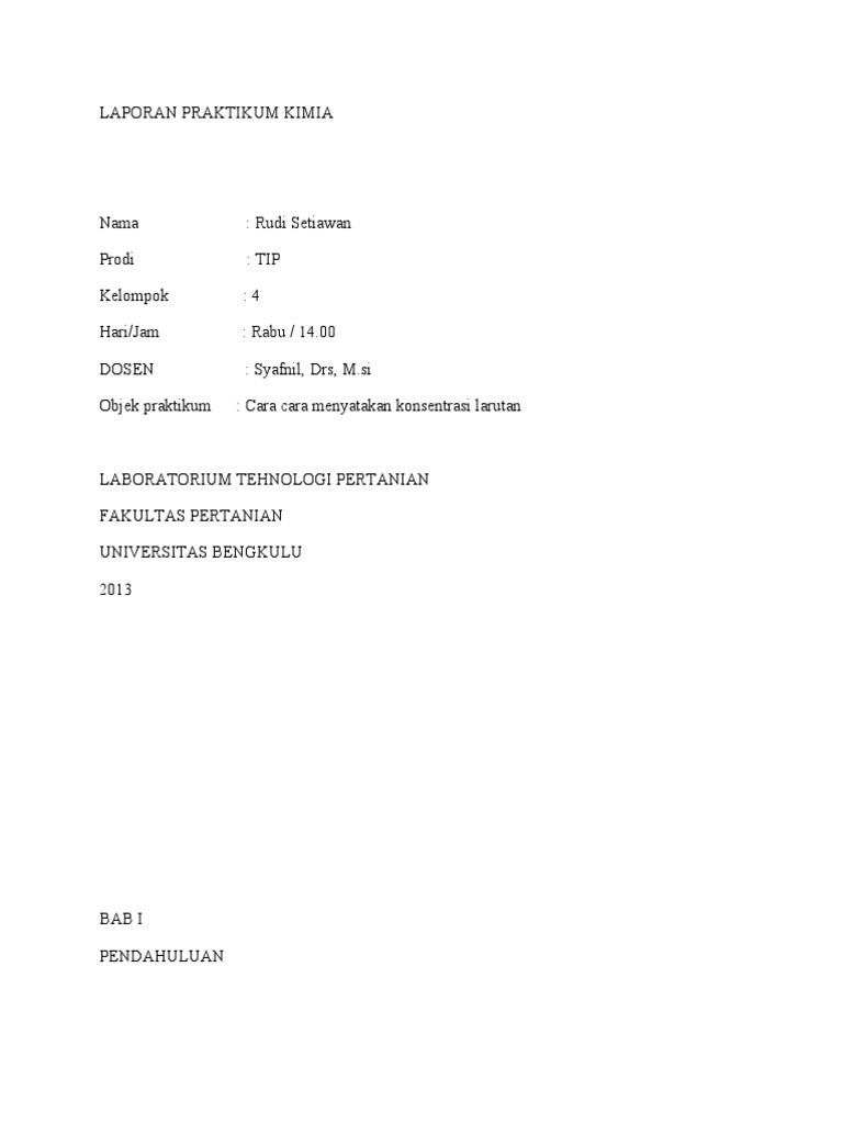 Contoh Laprak Larutan 1 | PDF