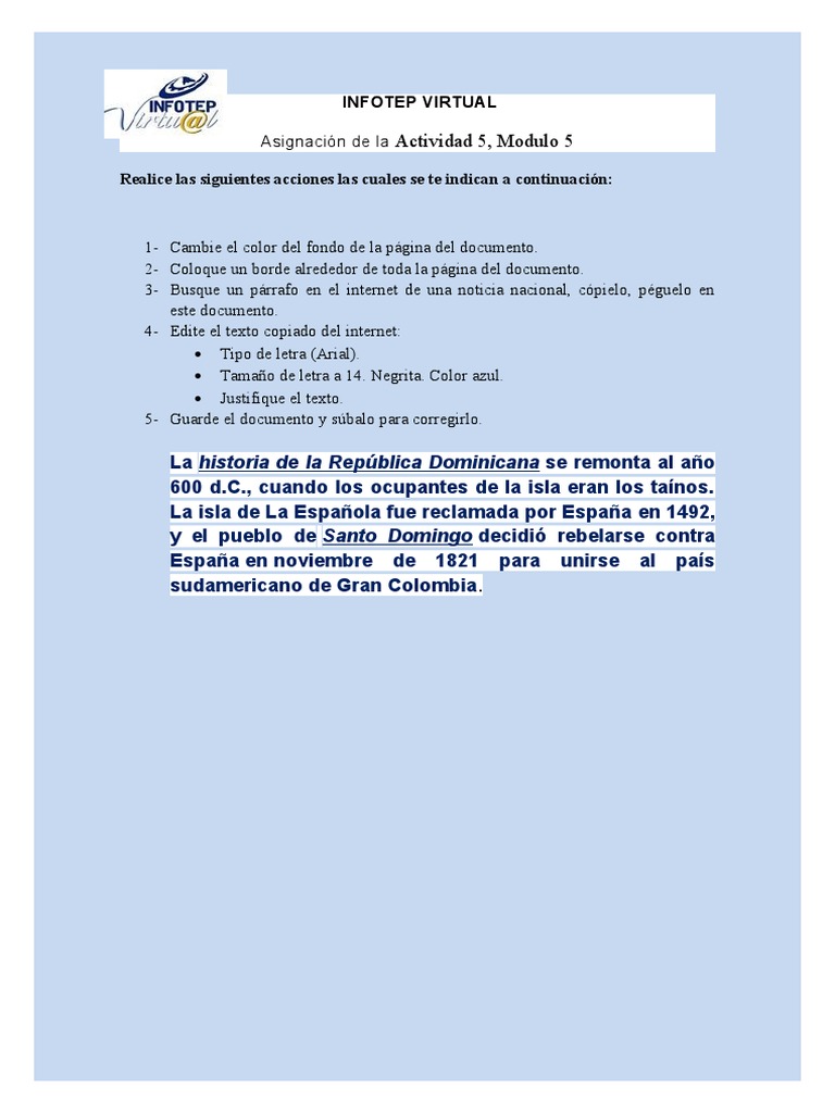 Tareas de Edición en INFOTEP Virtual | PDF