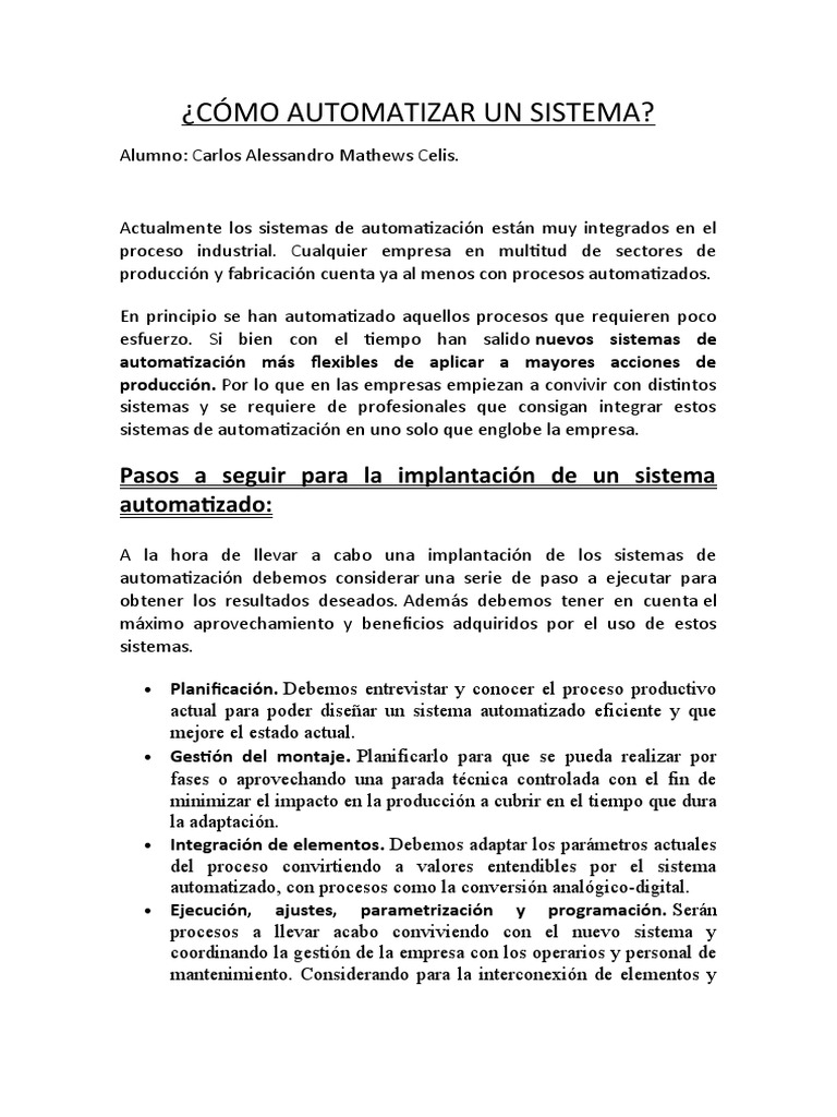 Cómo Automatizar Un Sistema | PDF | Automatización | Software