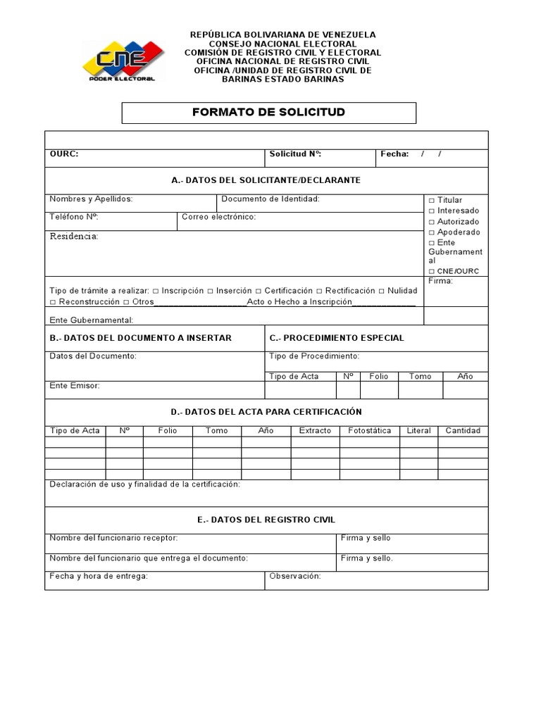 Formato de Solicitud | PDF | Gobierno y personalidad | Gobierno