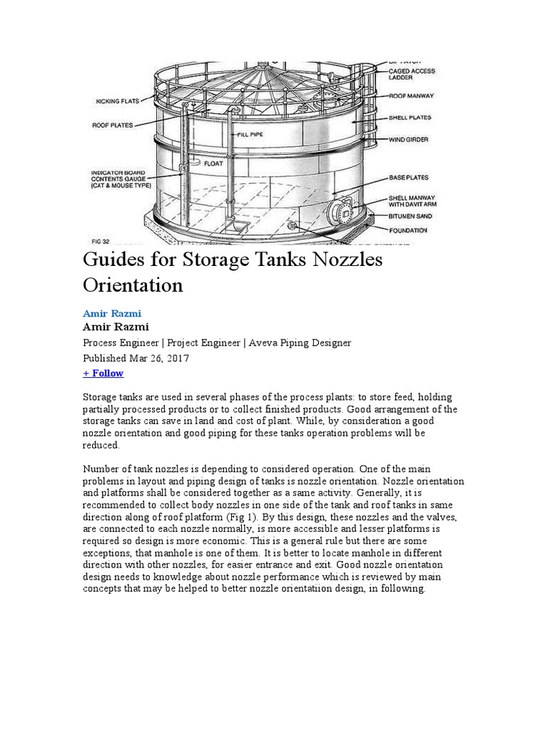 Nozzle Orientation in Storage Tanks | PDF | Valve | Pump