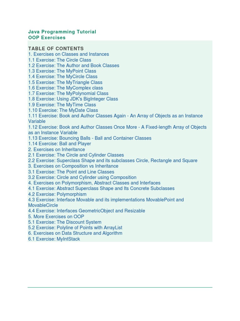 3.0 Java Programming Tutorial OOP Exercises 3.4 Understanding Objects PDF | PDF | Inheritance ...