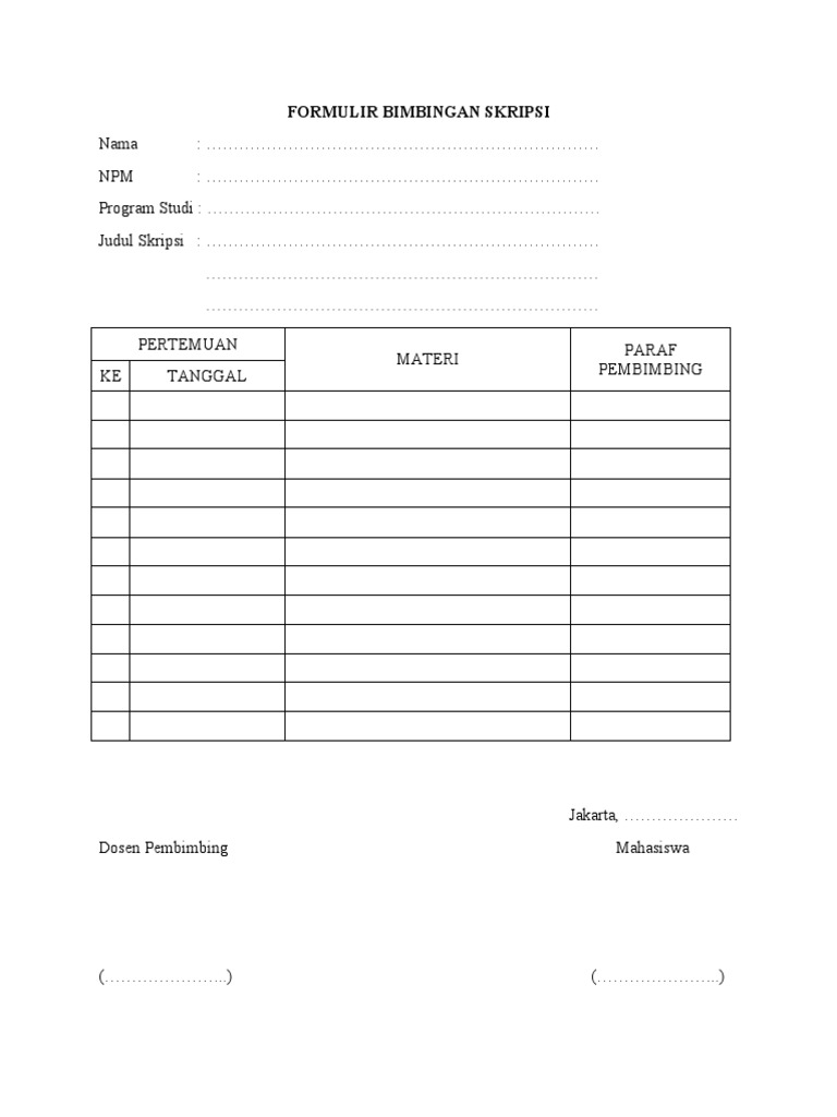 Absensi Bimbingan Skripsi | PDF